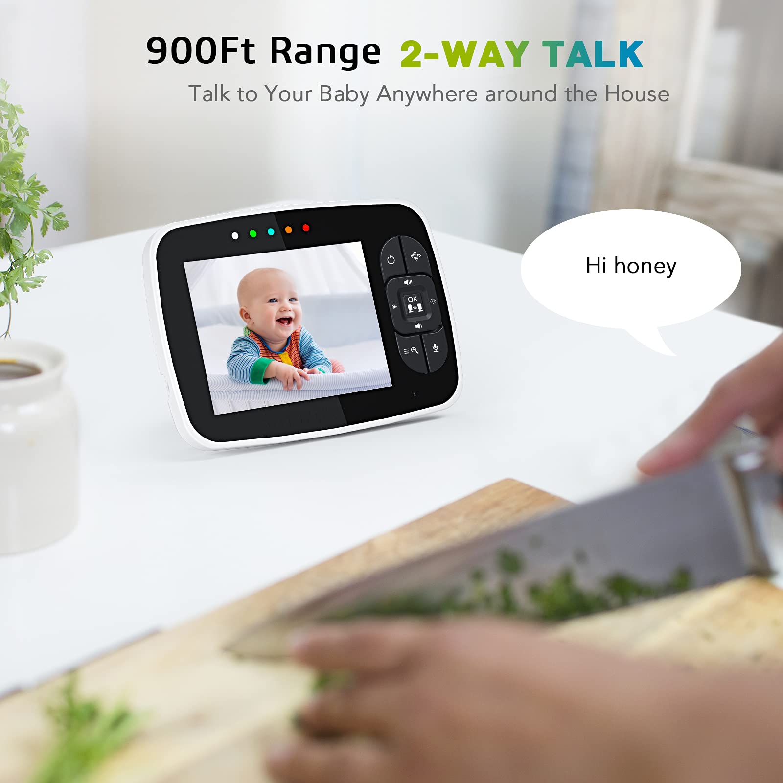 tomvorks Baby Monitor, Baby Camera with Remote 360 Degree Rotation, Security Indoor Camera with Night Vision, VOX Function, 2-Way Talk, Timer Alarm and Lullaby, Supports Temperature Display