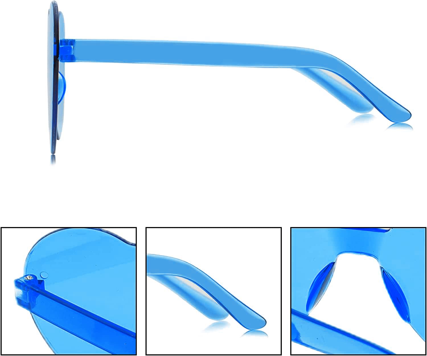 MAXJULI Heart Sunglasses for Women Baby Girl,Hot Party Neon Shades UV Protection (Translucent Blue)