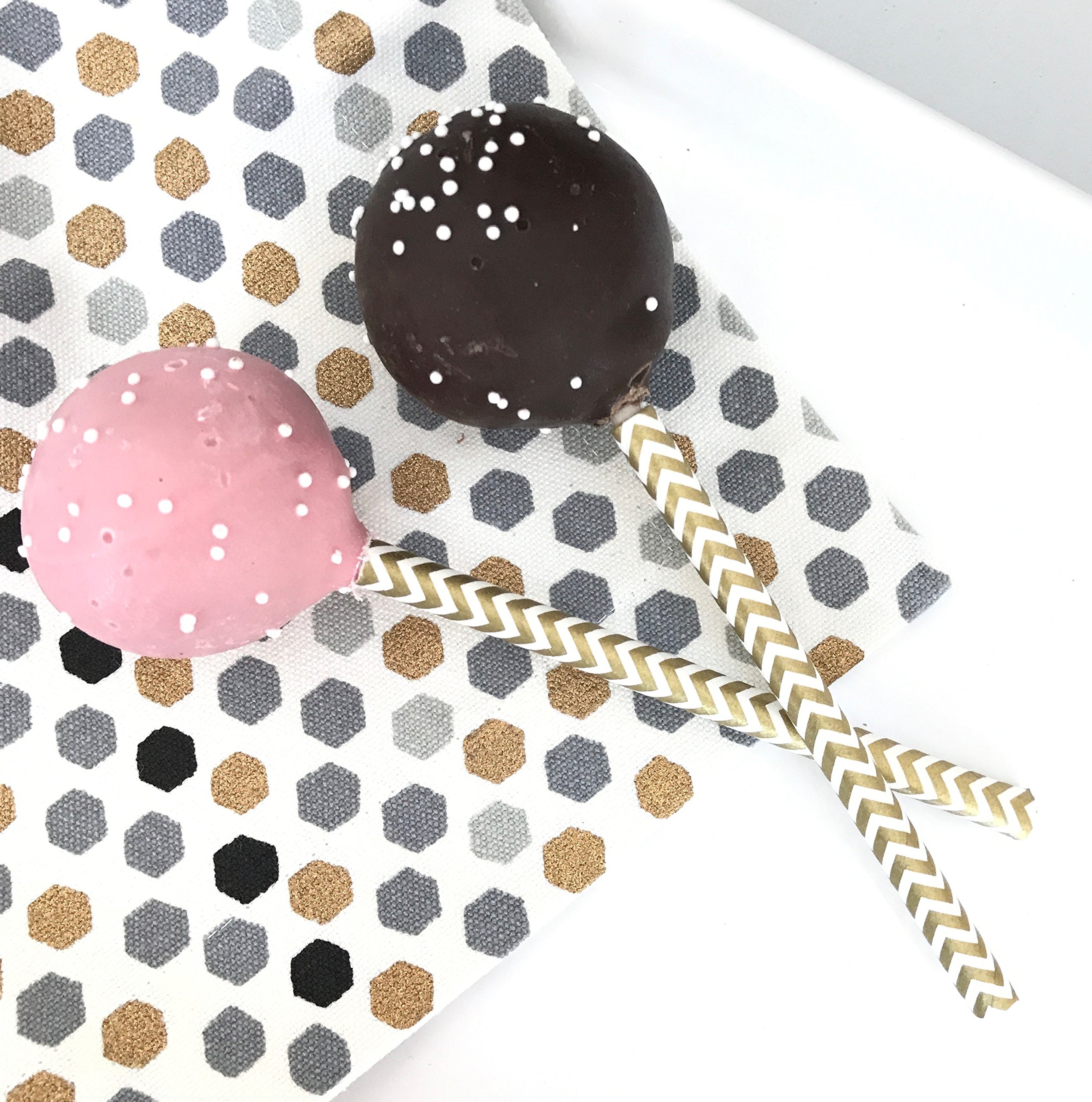 Outside the Box Papers Navy Blue and Gold Chevron and Stripe Paper Straws 7.75 Inches 100 Pack Navy Blue, Gold, White