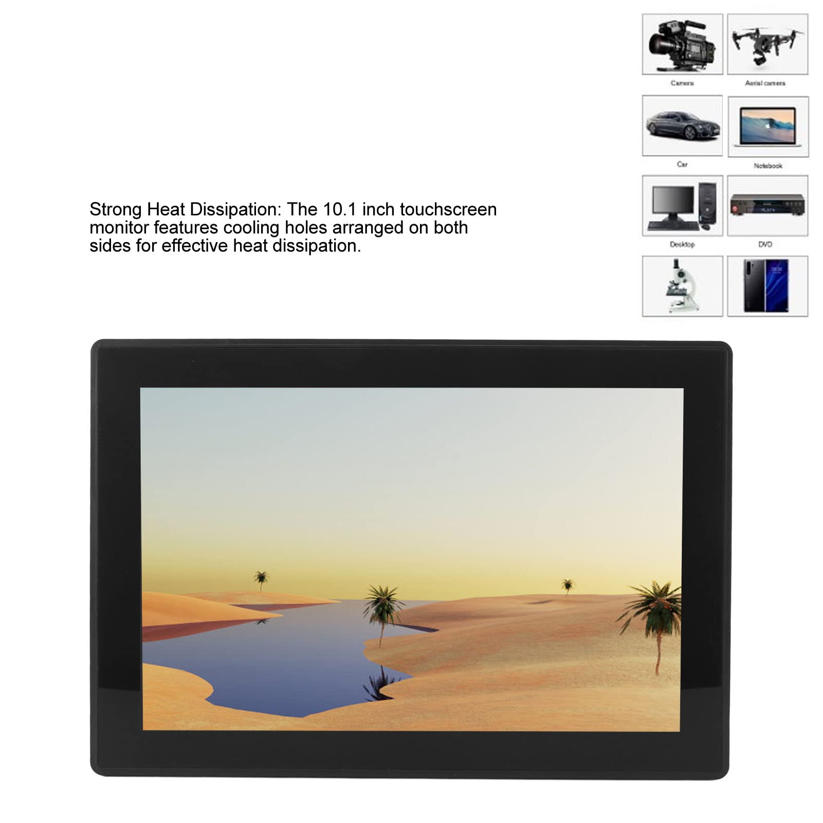 VINGVO 10.1 Inch Touchscreen Monitor, IPS Monitor IPS Wide View Technology Simple Operation IP65 Waterproof for Office (US Plug)