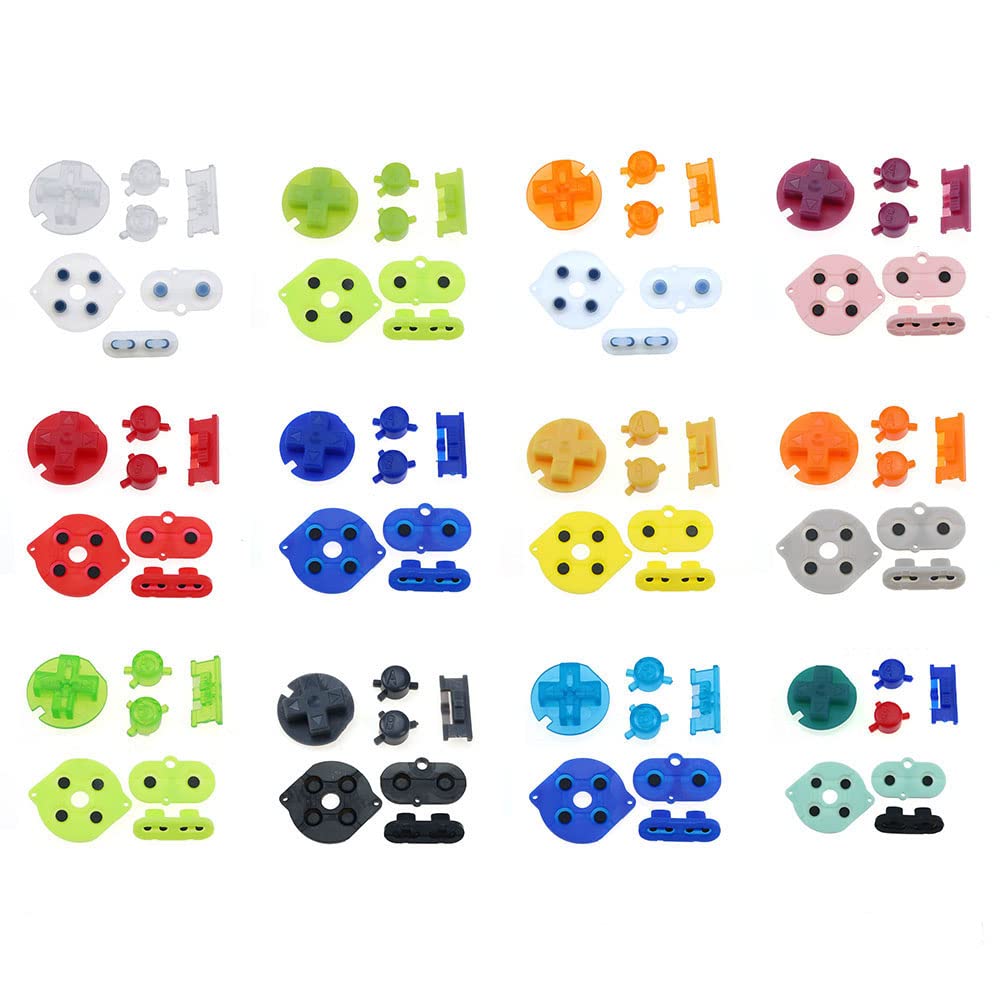 Rymfry Silicone Rubber Conductive Pad & Plastic D Pads A B Power ON Off Buttons for Gameboy Color GBC (Yellow)