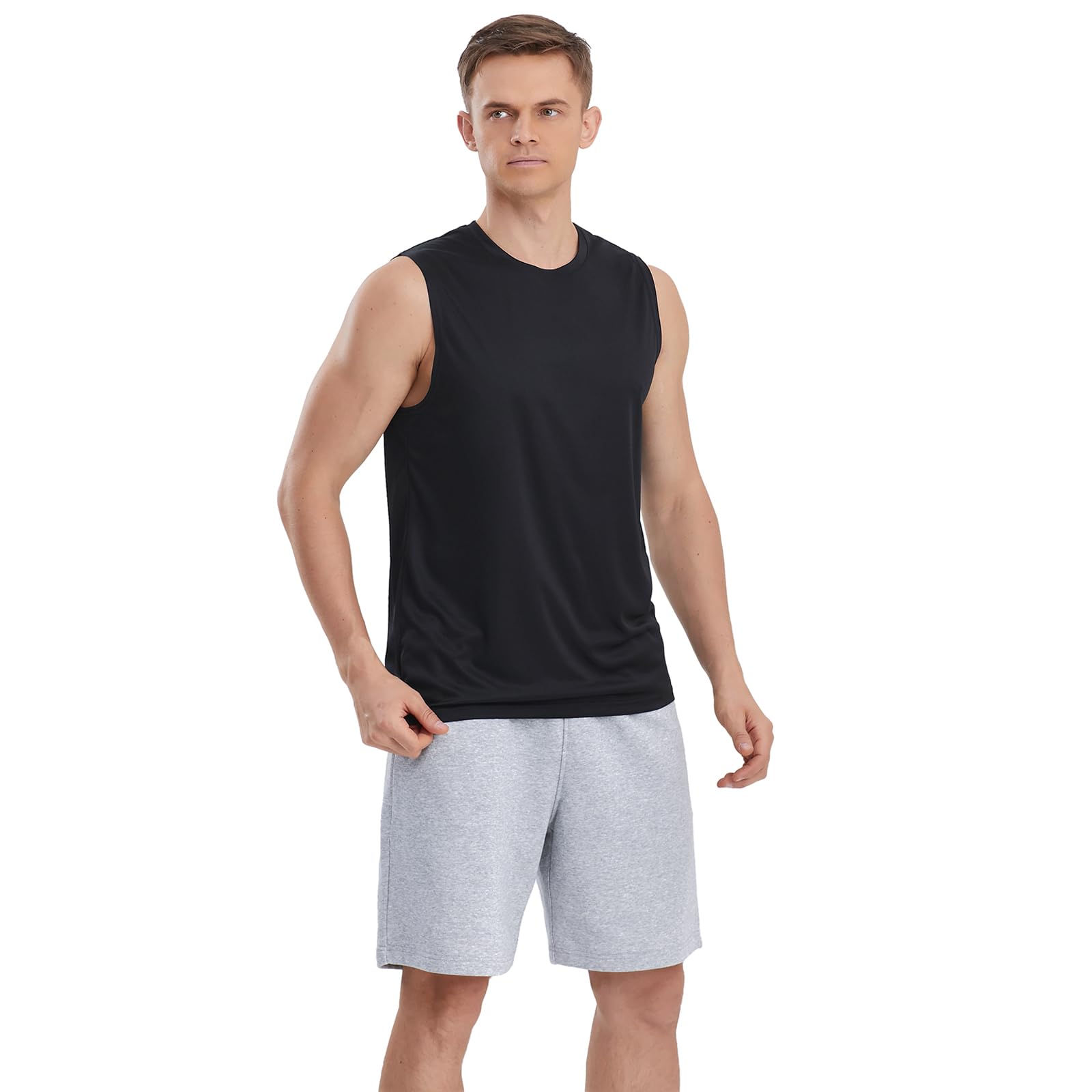 Mens 4-Pack Crew Short Sleeve Active Quick Dry T-Shirts, Athletic Running Gym Workout Sports Tee Shirts for Men (Black/Black/Royle Blue/Light Grey, S)