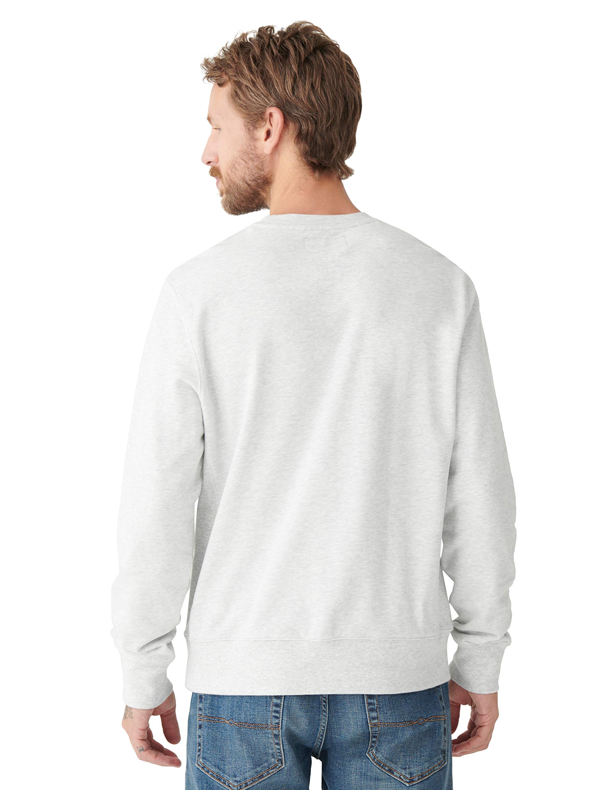 Lucky Brand Men's Long Sleeve Crew Neck USA Flag Sweatshirt, Heather Grey, L
