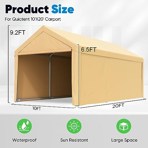 Quictent 10’x20’ Heavy Duty Car Canopy Carport Galvanized Car Shelter with Reinforced Steel Cables and Ground Bars