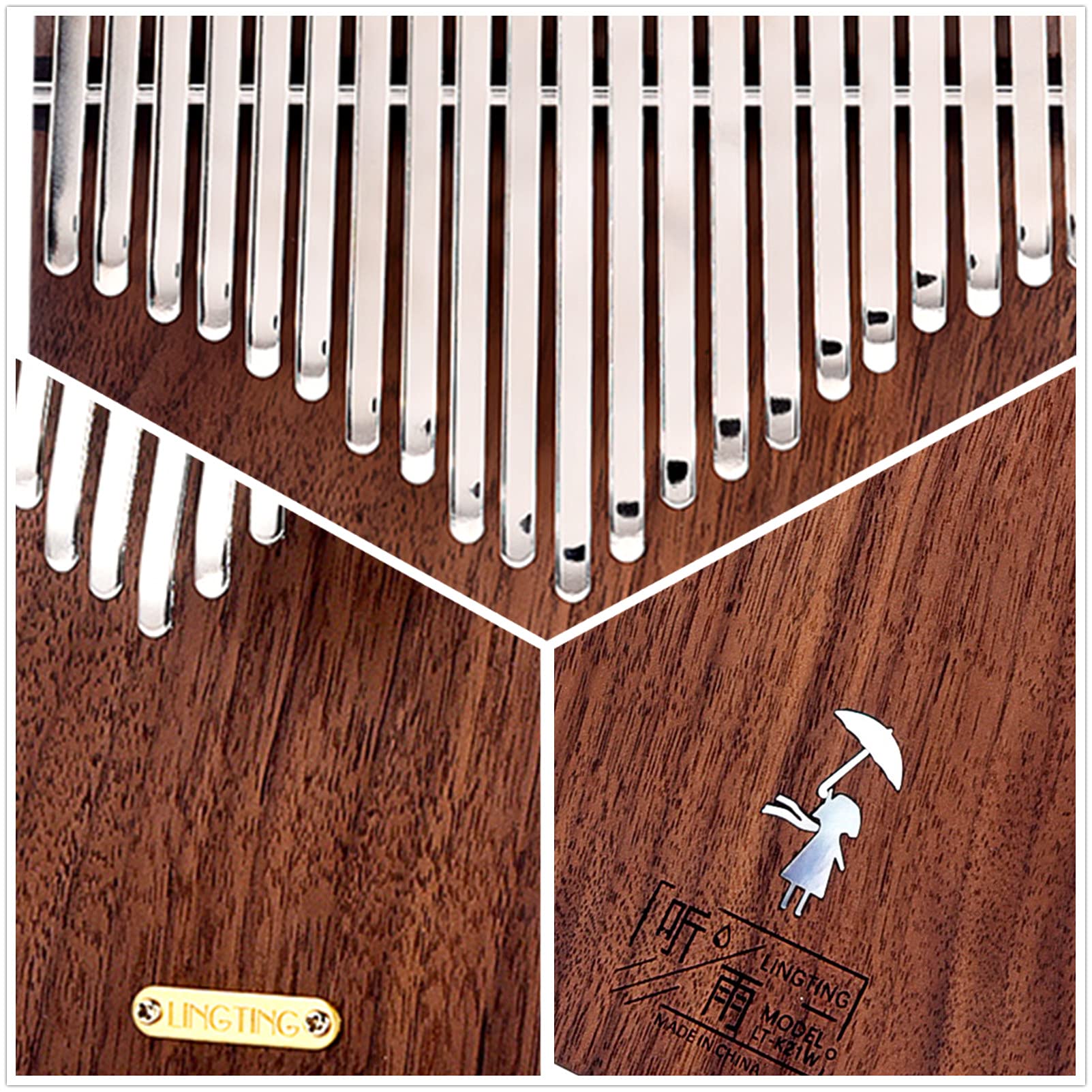 LingTing Kalimba 21 keys Thumb Piano Mbira Finger Piano Gift for Kids Adult Beginners Professional(LT-K21W,rain whisperer)