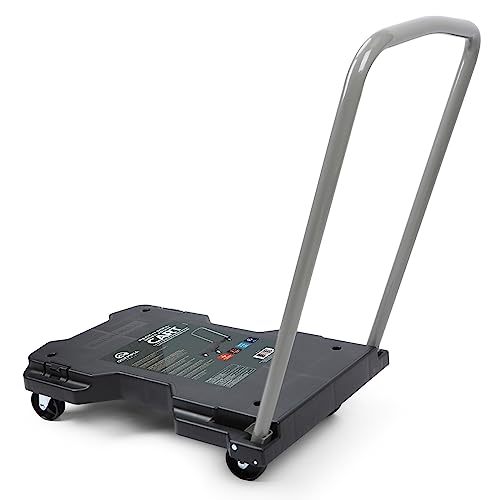 Olympia Tools Fully Folded Resin Push Cart Dolly - 330 Lb. Loading Capacity Foldable Moving Platform Cart Hand Truck - Black Collapsible Heavy Duty Folding & Rolling Flatbed Cart with 4 Swivel Wheels