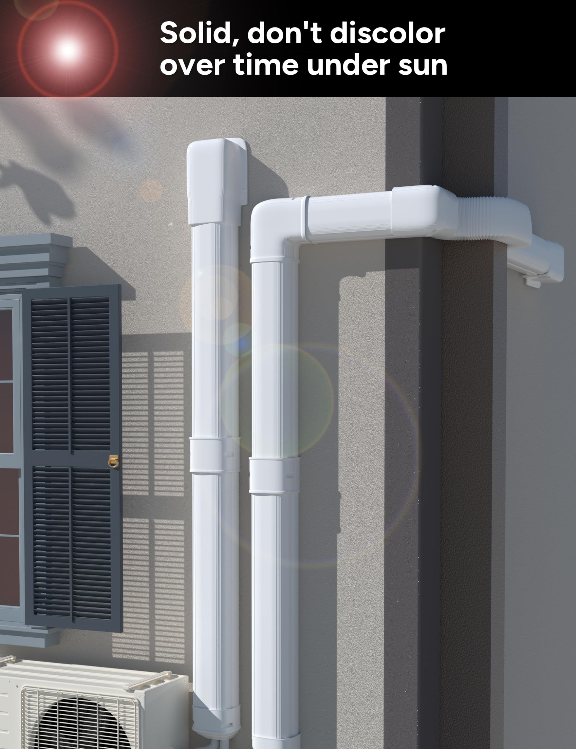 Toutgood 5'' 20Ft Mini Split Line Set Cover for Ductless Air Conditioners and Heat Pumps Systems Tubing Decorative, Upgraded UV-Proof Strong&Durability PVC Pipe