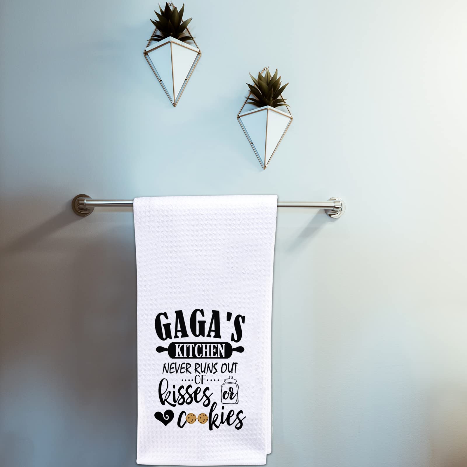 POFULL Gaga’s Kitchen Gift Gaga Appreciation Gift Gaga's Kitchen Never Runs Out of Kisses and Cookies Dish Towel (Gaga Towel)