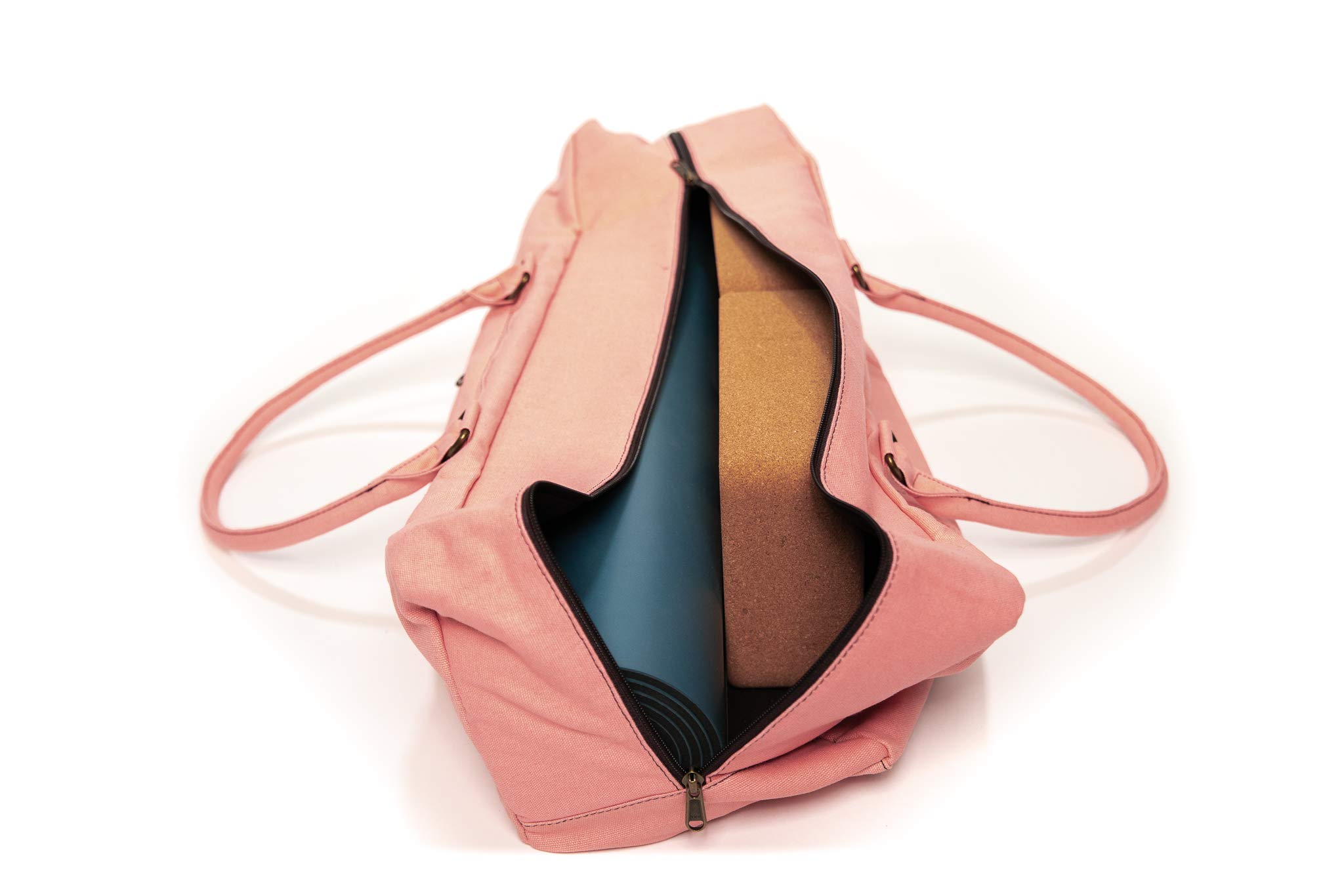 Kindfolk Yoga Mat Duffel Bag Canvas with Pocket and Zipper (Pink)