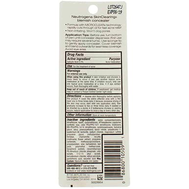 Neutrogena Skinclearing Blemish Concealer, Buff 09,.05 Oz. (Pack of 2)