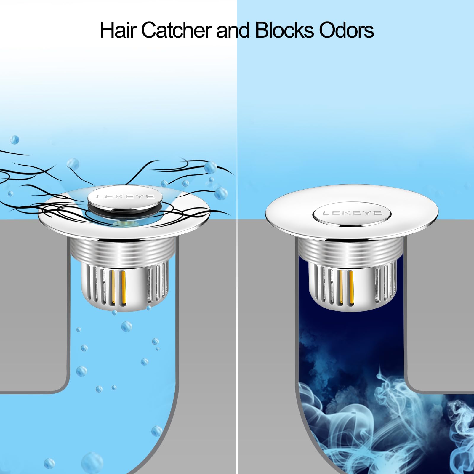 LEKEYE Shower Drain Hair Catcher | Bathtub Stopper | Pop Up Bathroom Sink Stopper | Drain Plug with Filter Hair Catcher