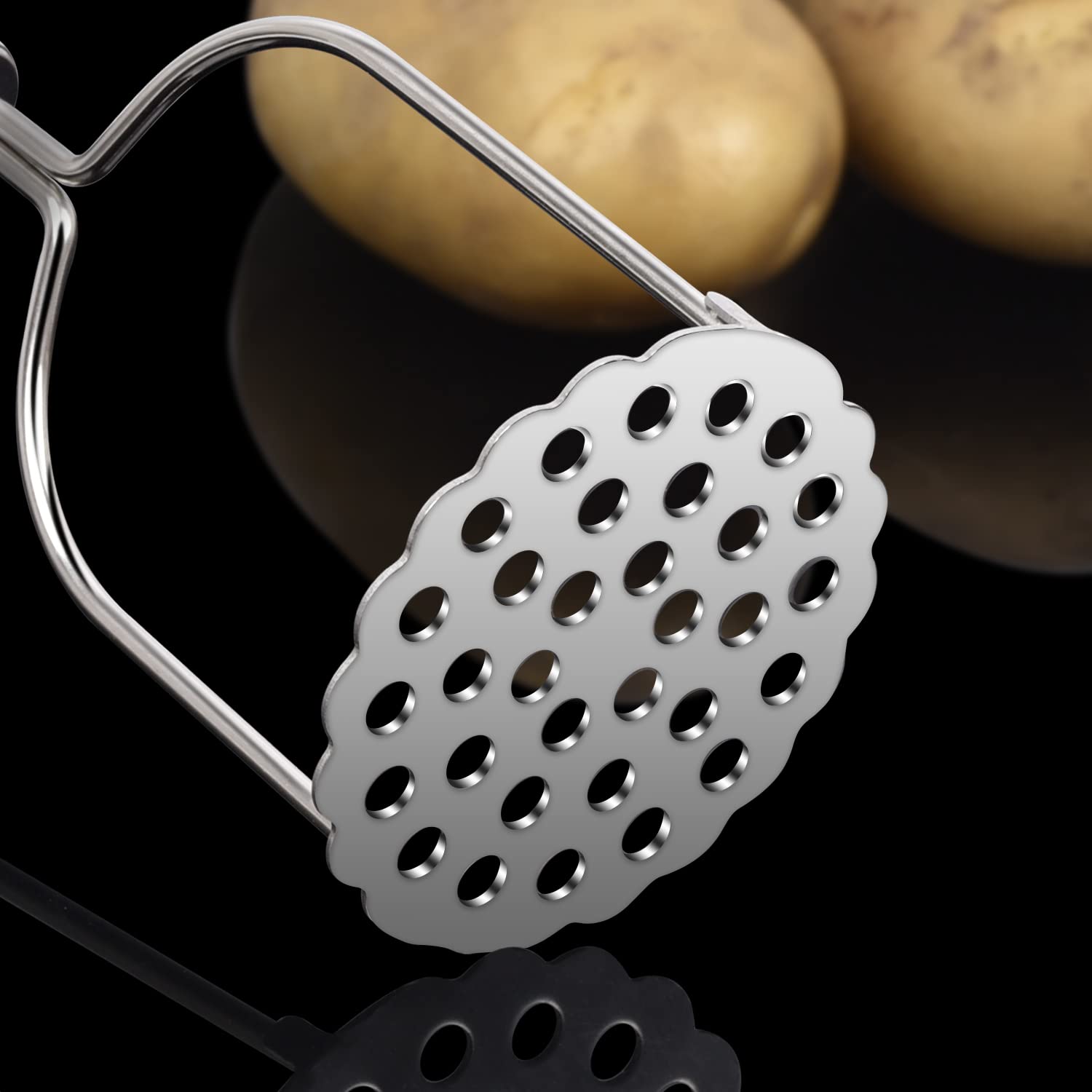 Potato Masher, Sopito 2 Pack Stainless Steel Integrated Masher Kitchen Tool Food Masher for Potatoes, Vegetables, Berries, Fruits, Baby Food, Avocado