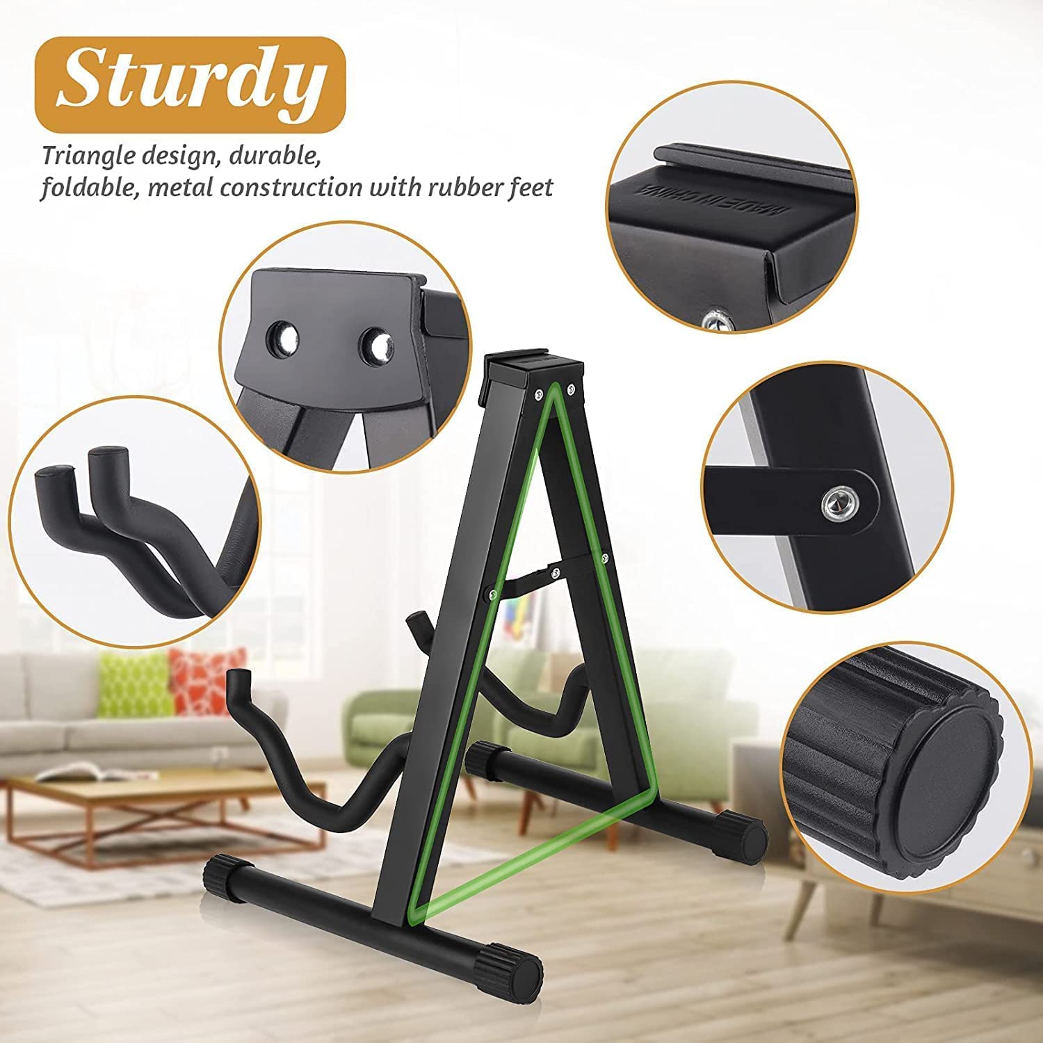 Mallez Cello Stand, Folding A-Frame Cello Support Holder with Non-Slip Rubber Soft Foam Arms for Violin 1/8-4/4 Cellos Guitar Electric Bass