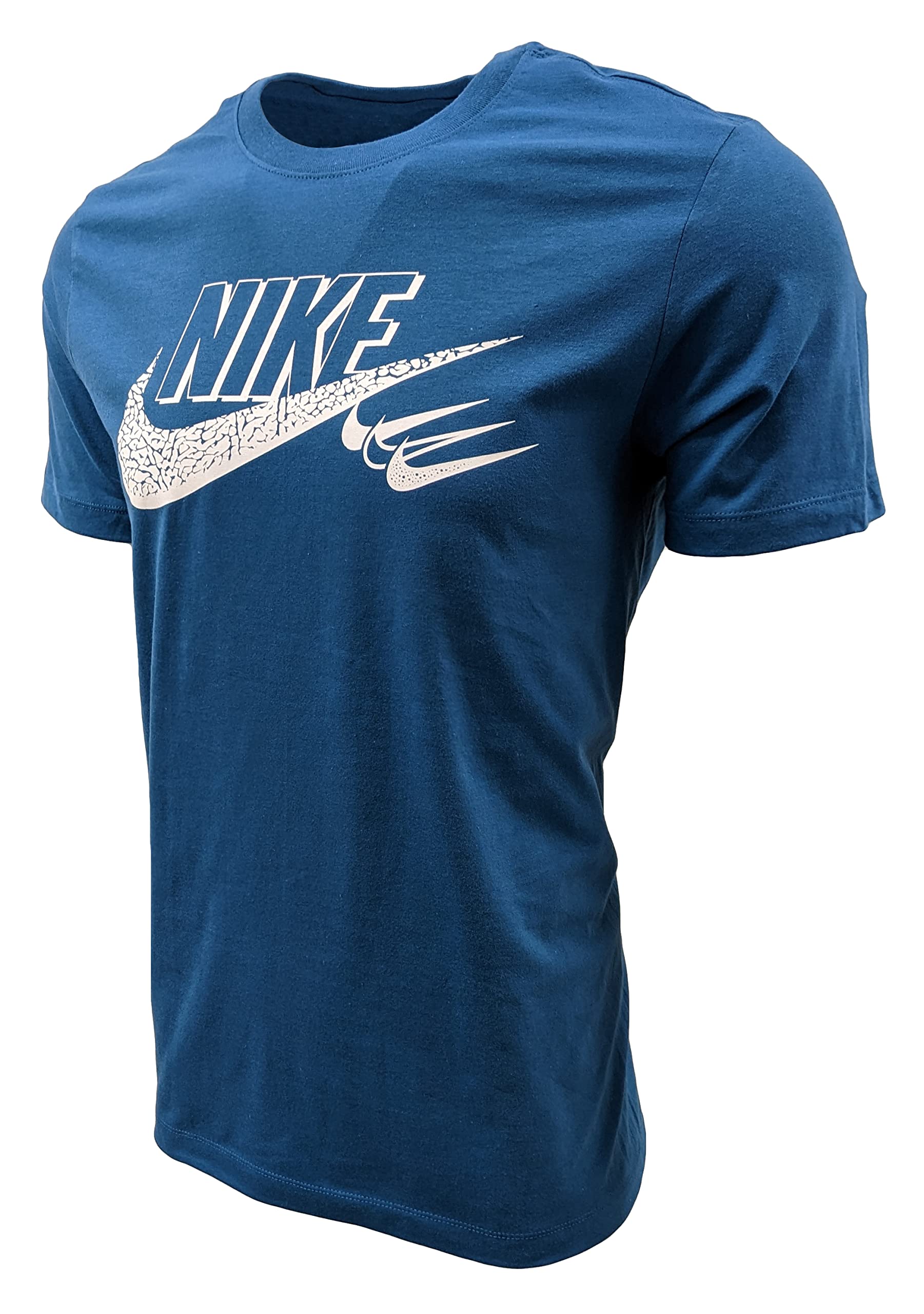 Nike Sportswear Mens Graphic T Shirt (X-Large, Blue (White Pebbles Logo))