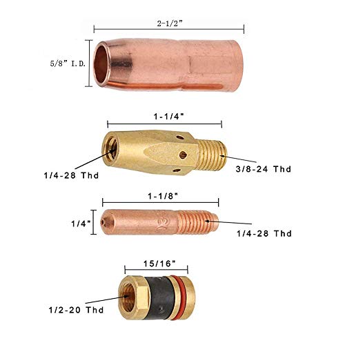 KINGQ MIG Welding Gun Accessory 169-726 .035"Kit Tip-Nozzle-Diffuser-Adapter for Miller Millermatic M-25/M-40 Hobart Torch
