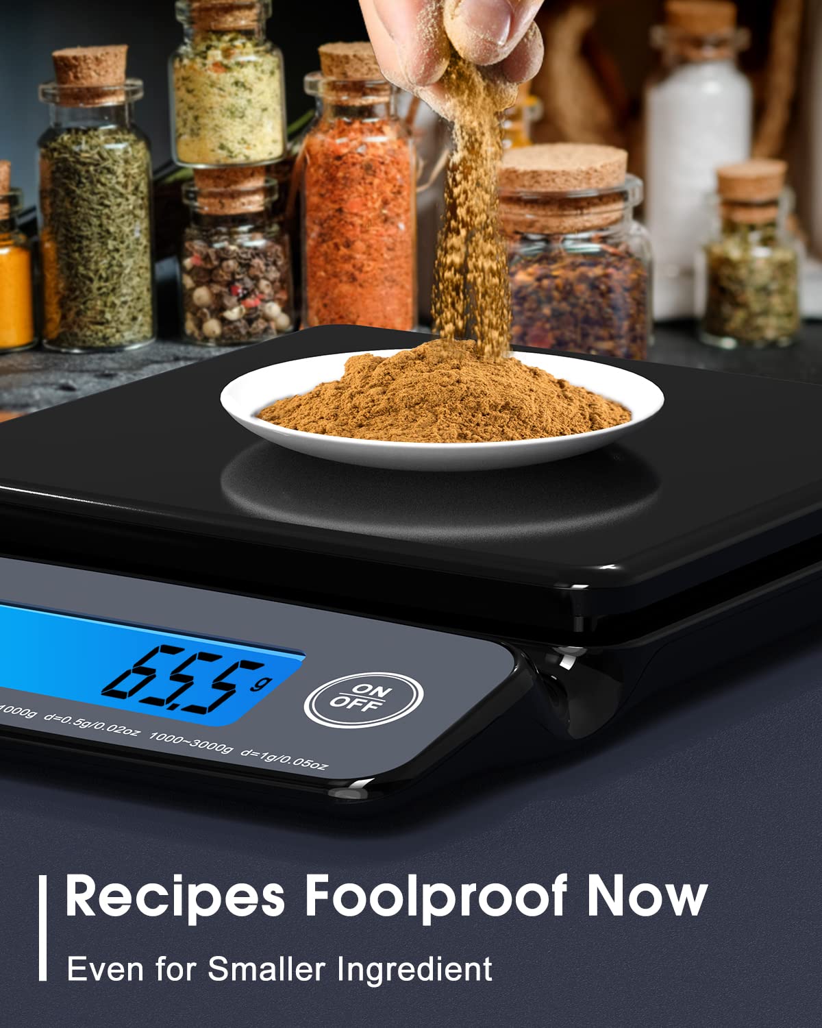 Nicewell Gram Scale for Kitchen, 0.1g/0.005oz Accuracy Digital Food Scales in Grams and Ounces, 3kg/6.6lb for Cooking and Baking