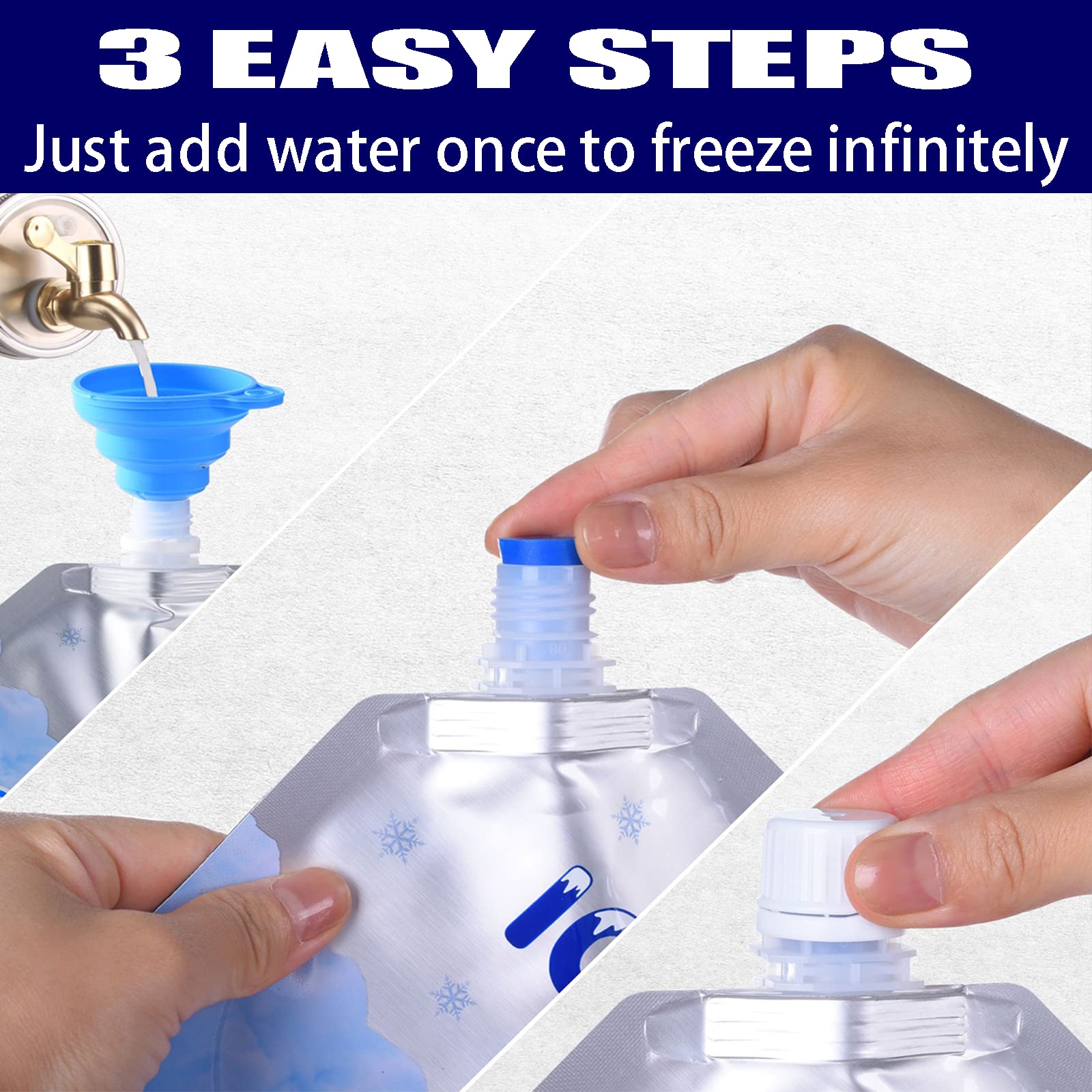 Reusable ice Packs for Coolers, Long Lasting Cooler ice Pack, 24 to 48 Hours of Cold Gel Ice Pack.Lunch Bag CoolerIt can Hold 1400-1600ml of (blue 6 piece set)