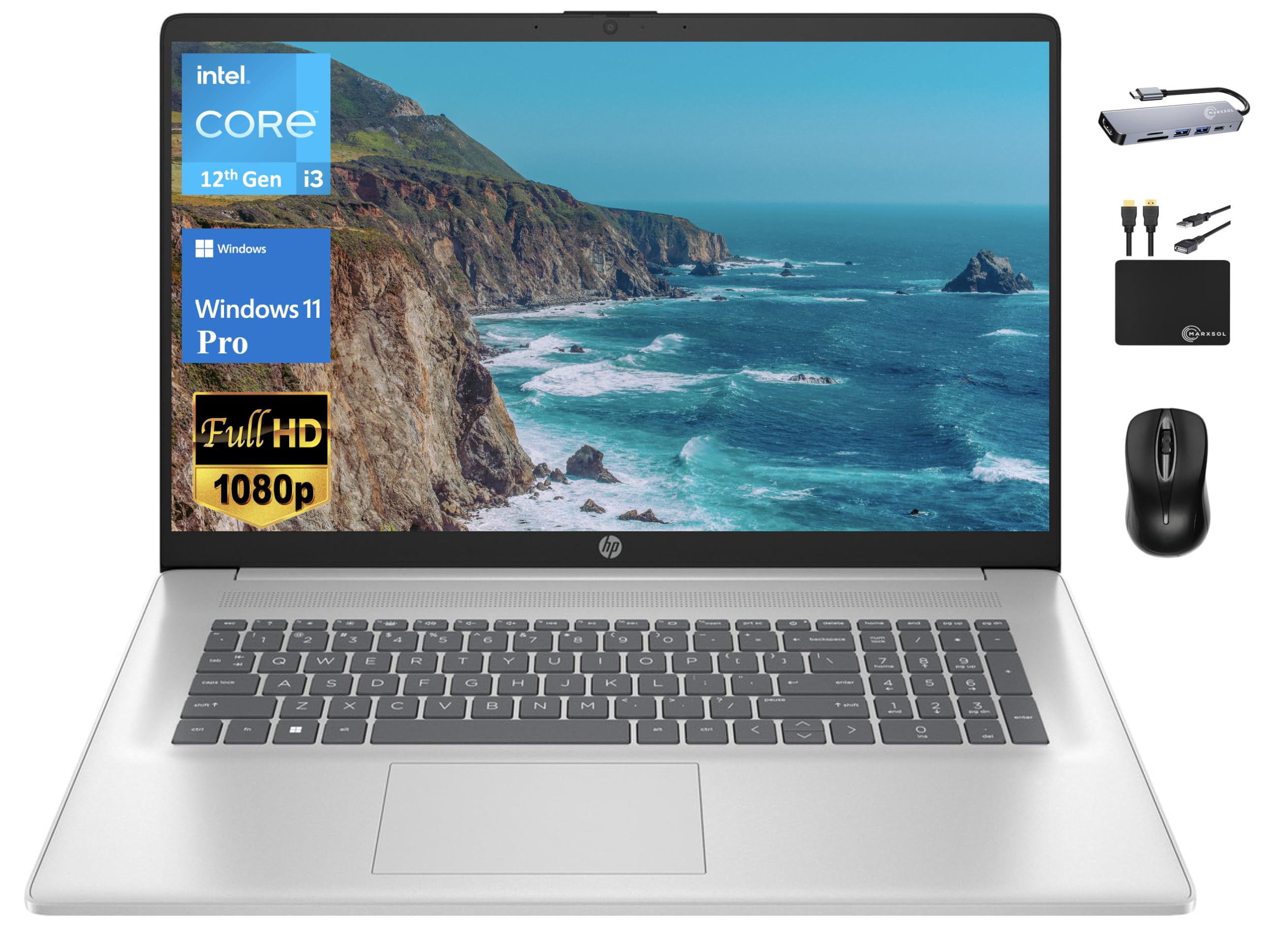 HP 2022 Pavilion 17.3-inch IPS FHD Laptop, Intel Quad Core i5-1135G7 (Beats i7-1065G7,Upto 4.2GHz), Iris Xe Graphics, 16GB RAM, 1TB PCIe SSD,Backlit Keyboard, WiFi 5,Webcam, Windows 11+HubxcelCables