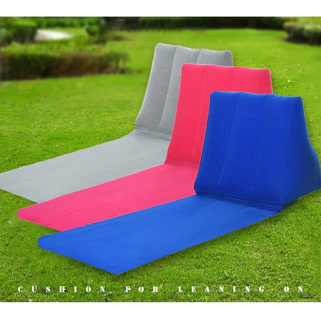 NBT Outdoor Travel Inflatable Triangle Cushion Fashion Leisure PVC Flocking Triangle Beach Cushion, Grass Cushion, Camping Folding Rest (Multiple Colors) (Light Blue)