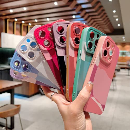 YKCZL Compatible with iPhone 14 Pro Case,Cute Painted Art Heart Pattern Full Camera Lens Protective Slim Soft Shockproof Phone Case for Women Girls-Purple