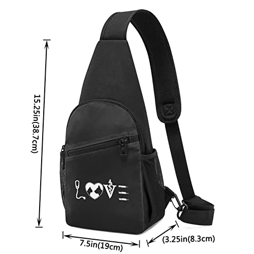 Love Vet Tech Unisex Chest Bag Lightweight Crossbody Shoulder Bag Travel Backpack