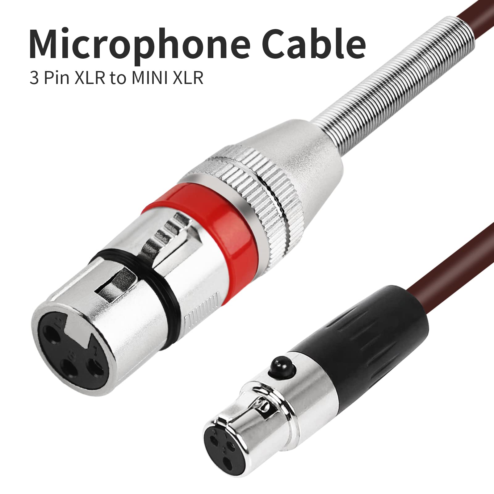 Mini XLR to XLR Male to Male 48V Phantom Power Supply Microphone Cable High Grade Low Noise Microphone Patch Cables, 7.2 feet (2.2meters)