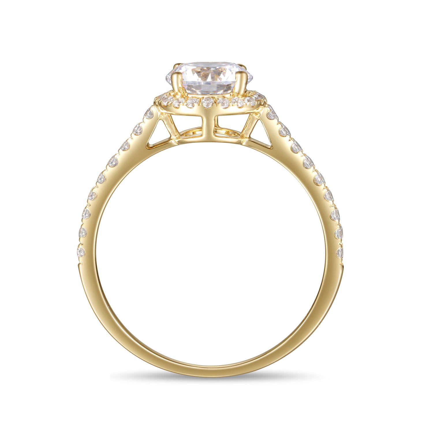 Lamrowfay 1ct Round Brilliant Cut Solitaire Cubic Zircon CZ Engagement Ring in 14K Gold, 1.80cttw (Yellow-Gold, 6)