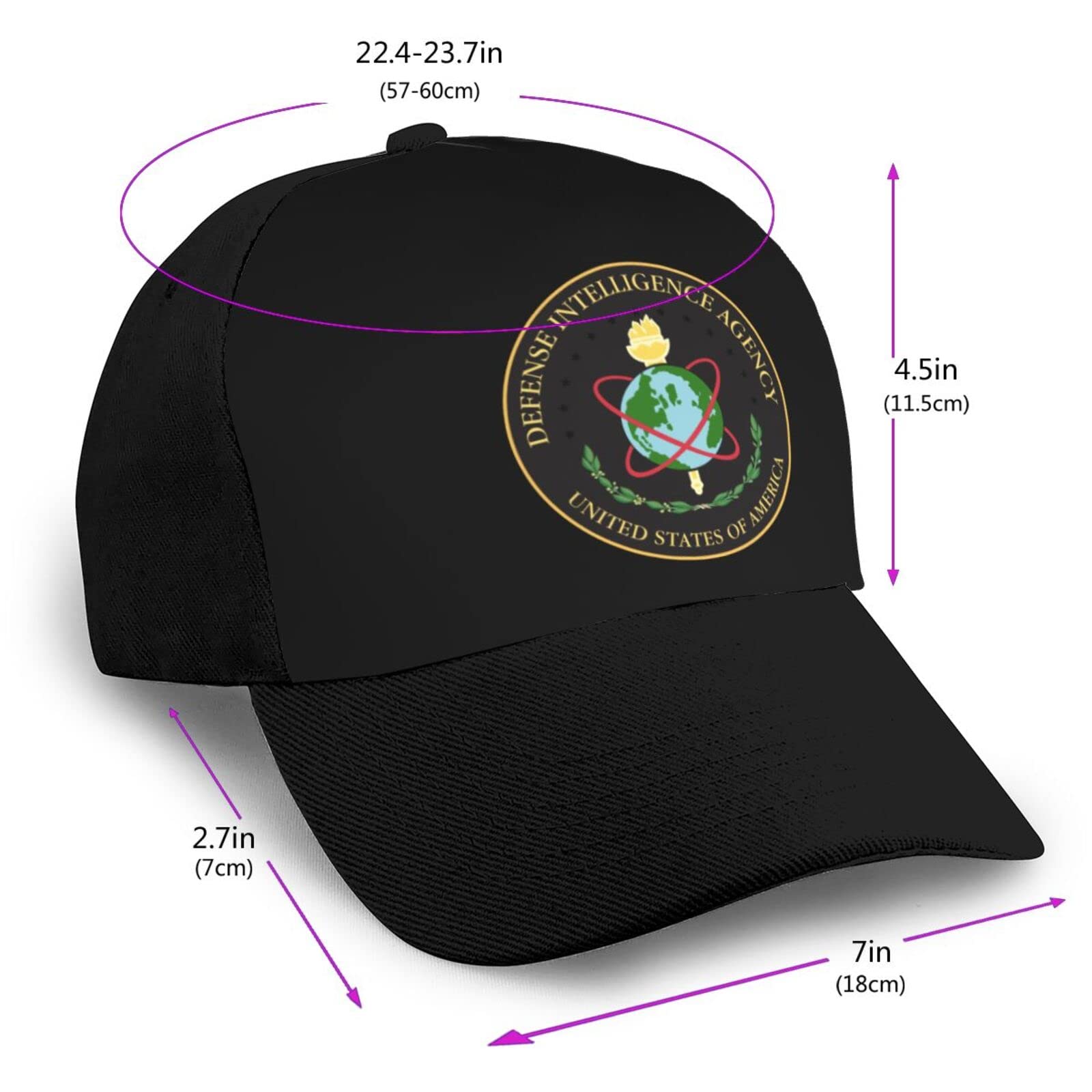 POOEDSO Defense Intelligence Agency Black Baseball Cap for Men Women Adjustable Splicing Duck Tongue Hat Outdoor Dad Caps