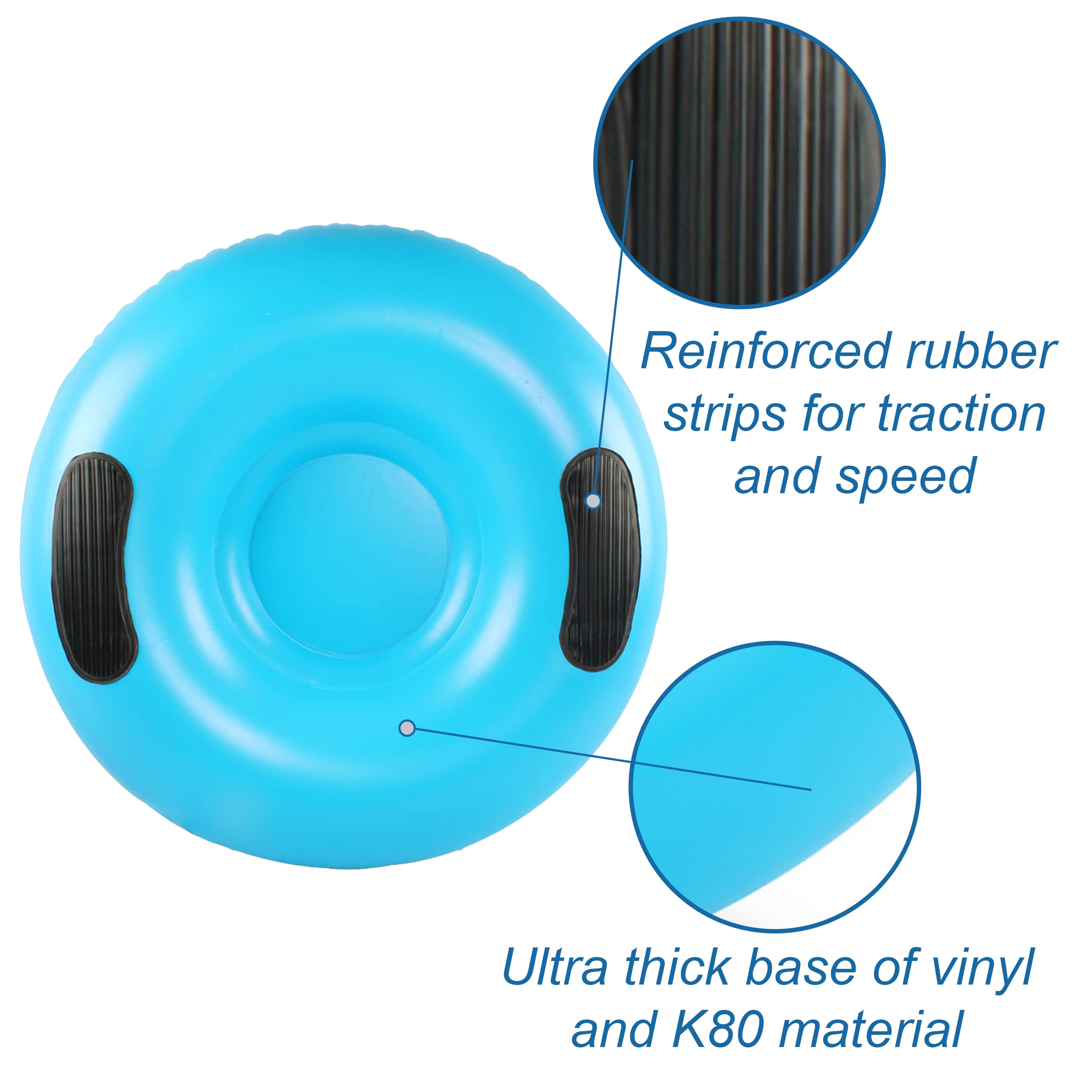monsoon [Glider] Luxury Snow Tube for Sledding Heavy Duty Sleds with Handles for Adults - Blue