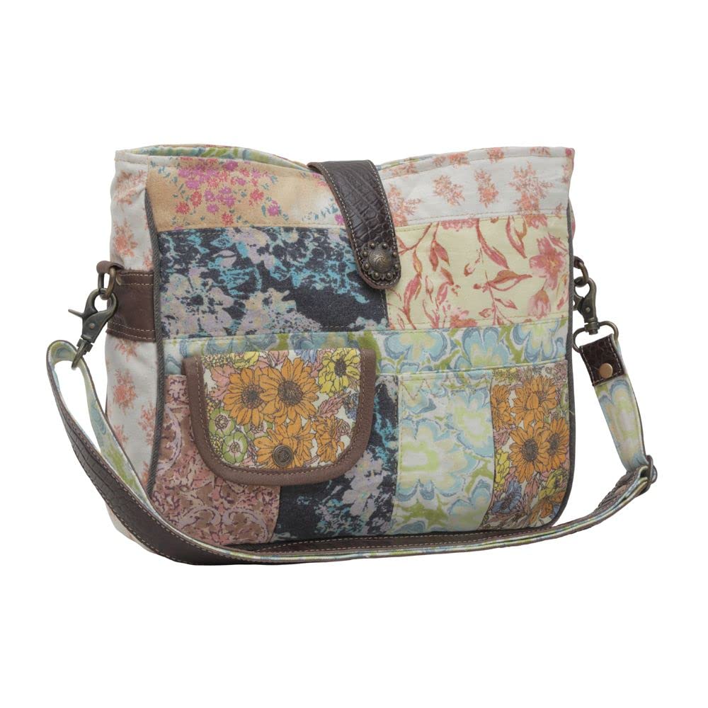 Myra Bag Western Leather Shoulder Bag for Women - Upcycled Canvas Crossbody Bag Le Fleur