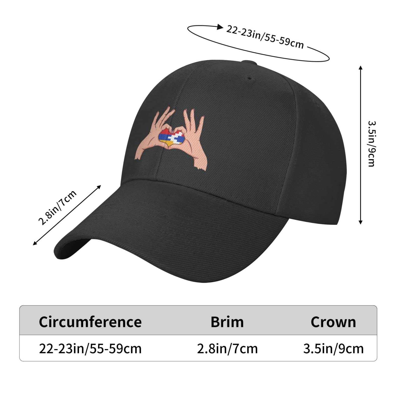 POOEDSO Holding Love in Your Hands Flag of Artsakh Baseball Cap for Men Women Solid Color Adjustable Duck Tongue Hat