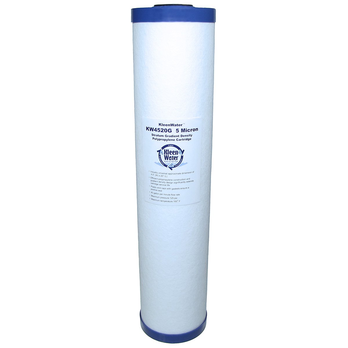 KleenWater KW4520G 5 Micron Dirt, Rust and Sediment Meltblown Water Filter Replacement Cartridge 4.5 x 20 Inch, Set of 4