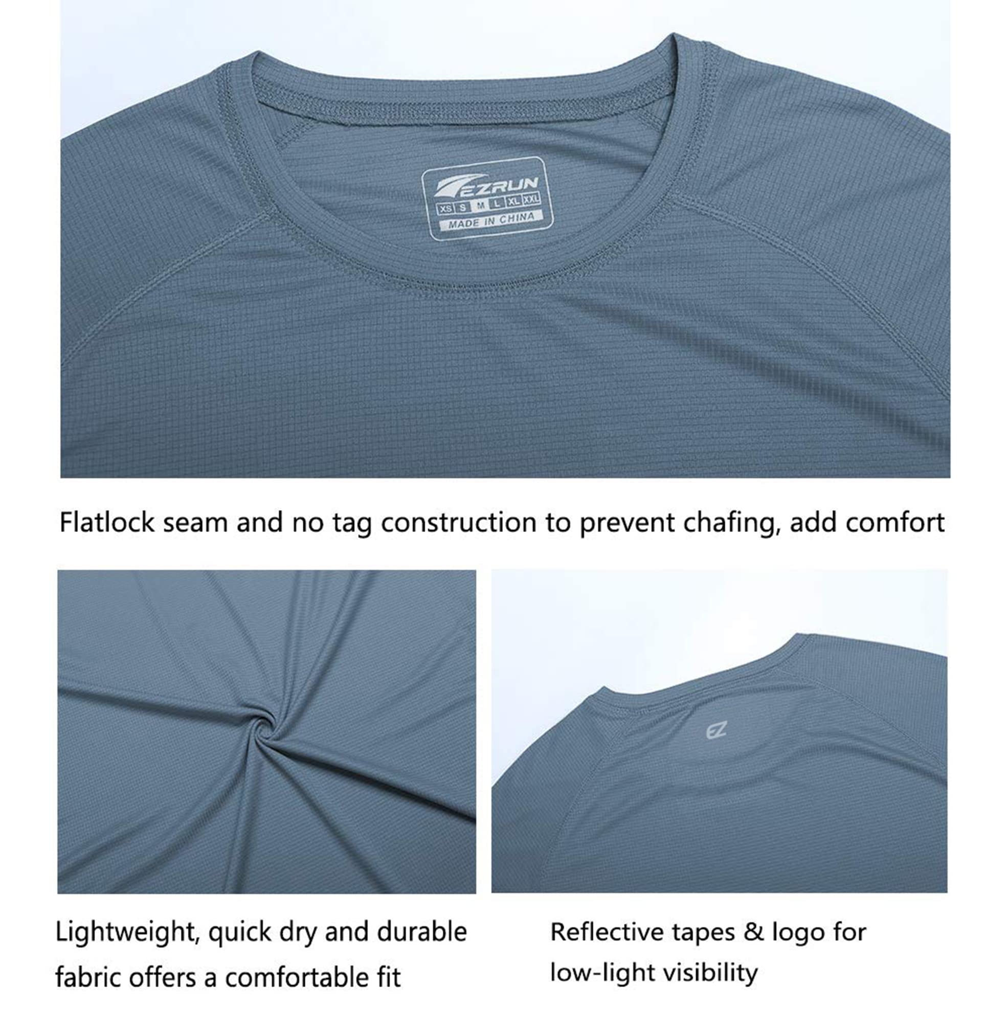 Men's Dry Fit Moisture Wicking Athletic T-Shirt Short Sleeve Workout Running Shirts for Men (Grey,4XL)