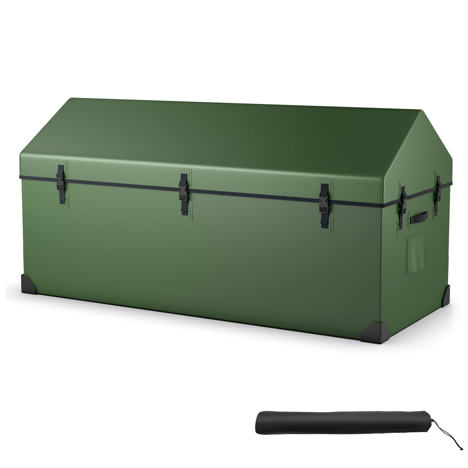 S AFSTAR 174 Gallon Waterproof Outdoor Storage Box, Outdoor Tarpaulin Deck Box with Ventilated Window, Corner Protector, Adjustable Snap, Patio Storage Box for Poolside, Garden, Yard