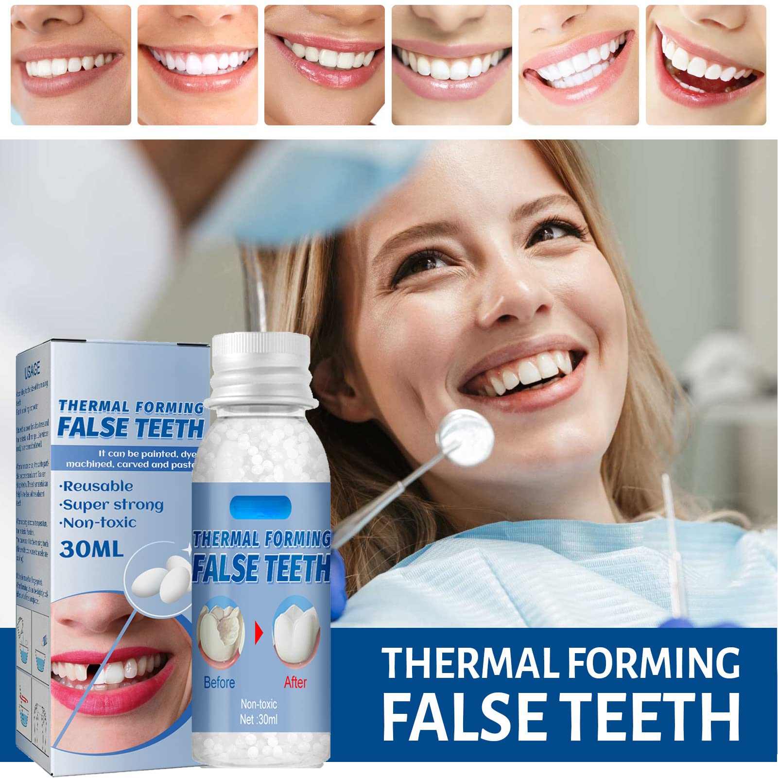 Tooth Repair Kit, Tooth Repair Granules, Nano-Molecule Teeth Filler Glue, Temporary Tooth Filling Kit for Temporary Restoration of Missing & Broken Teeth (2PC)