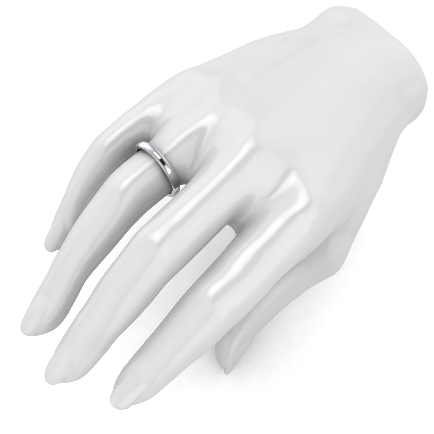 LANDA JEWEL 3mm Heavy Sterling Silver Comfort Fit Polished Womens Wedding Ring Plain Band (7.5)