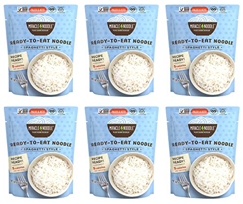Miracle Noodle Spaghetti Noodles - Shirataki Noodles. Ready To Eat, Konjac, Low Carb, Keto, Paleo, Vegan, Gluten Free, Low-Calorie Pasta - 7 Oz, 6-Pack