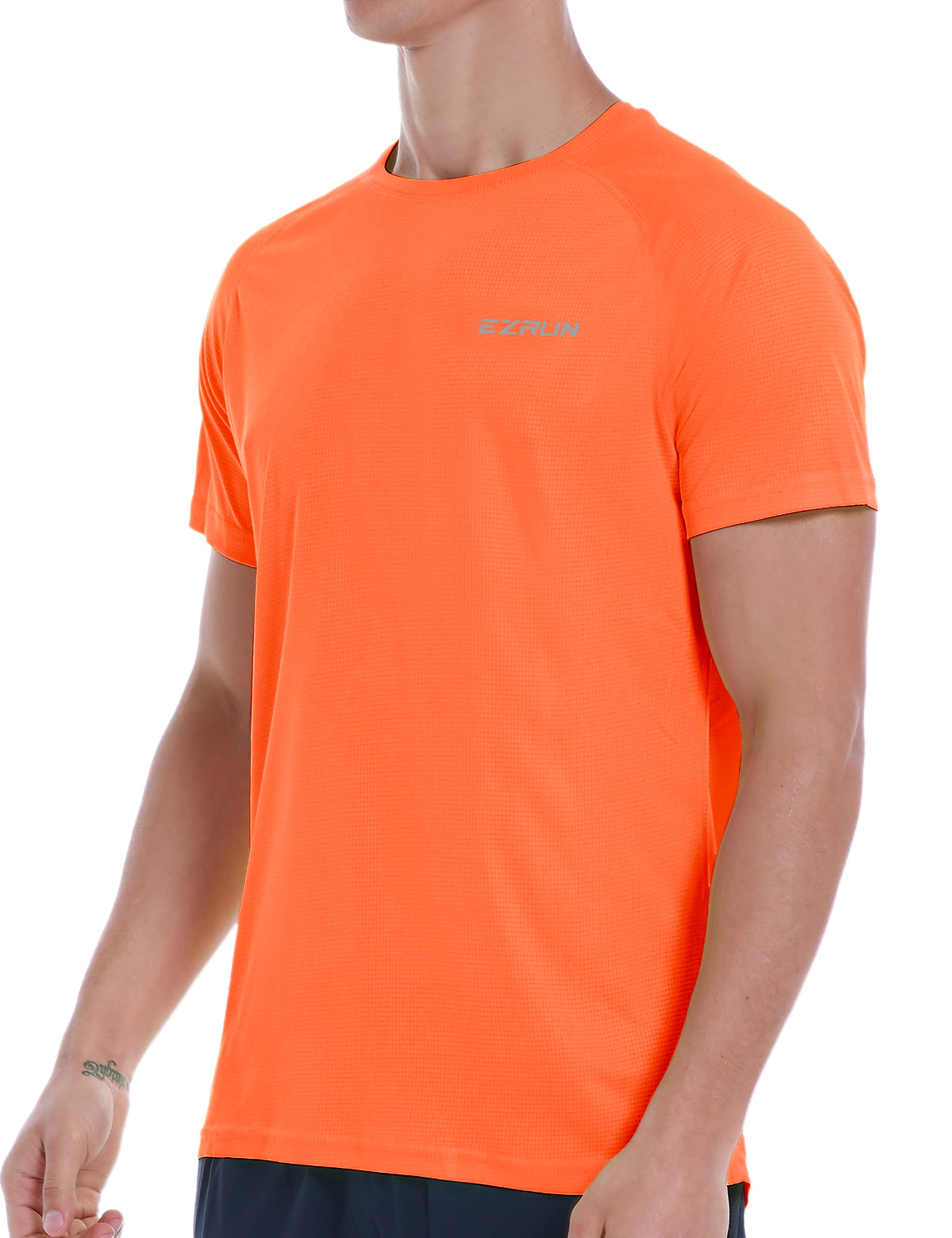 Men's Dry Fit Moisture Wicking Athletic T-Shirt Short Sleeve Workout Running Shirts for Men (Orange,4XL)