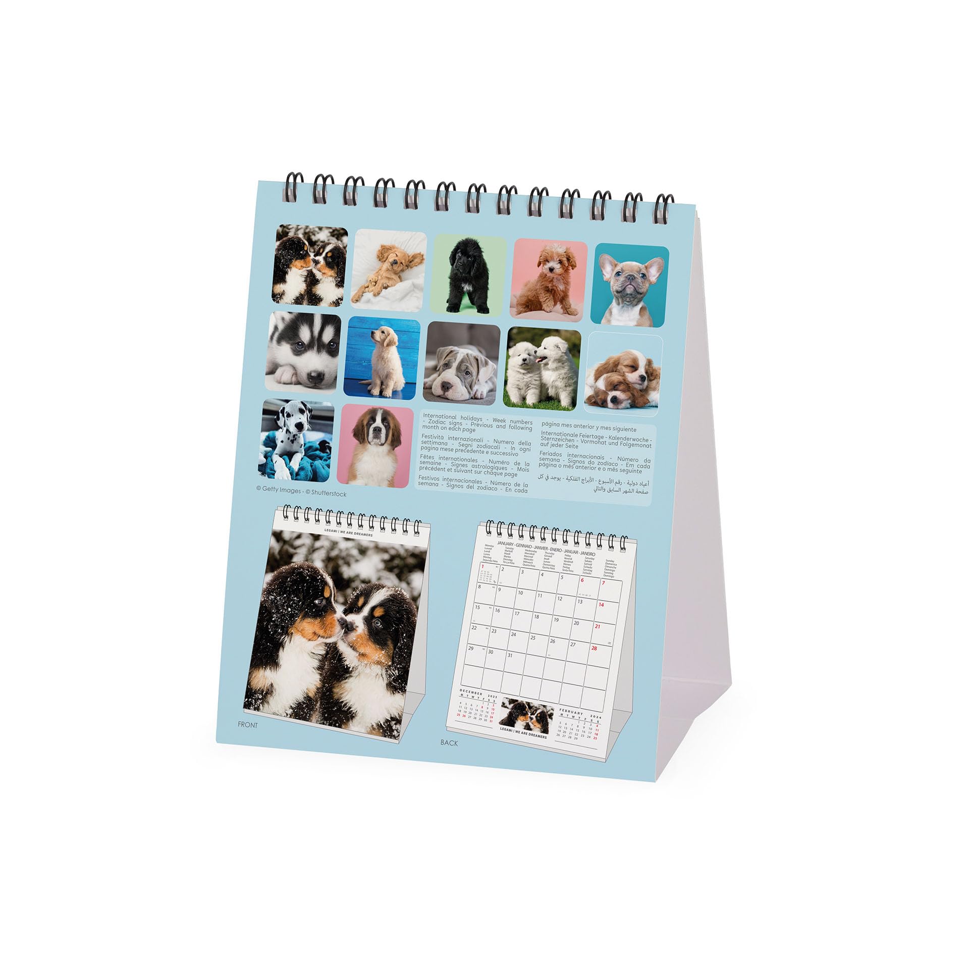 Legami - Table Calendar 2024, 12 Months and Annual Planner 2025, Space for Notes and Notes, Number of the Week, Zodiac Signs and International Holidays, Single Cellophaning, 12x14.5 cm