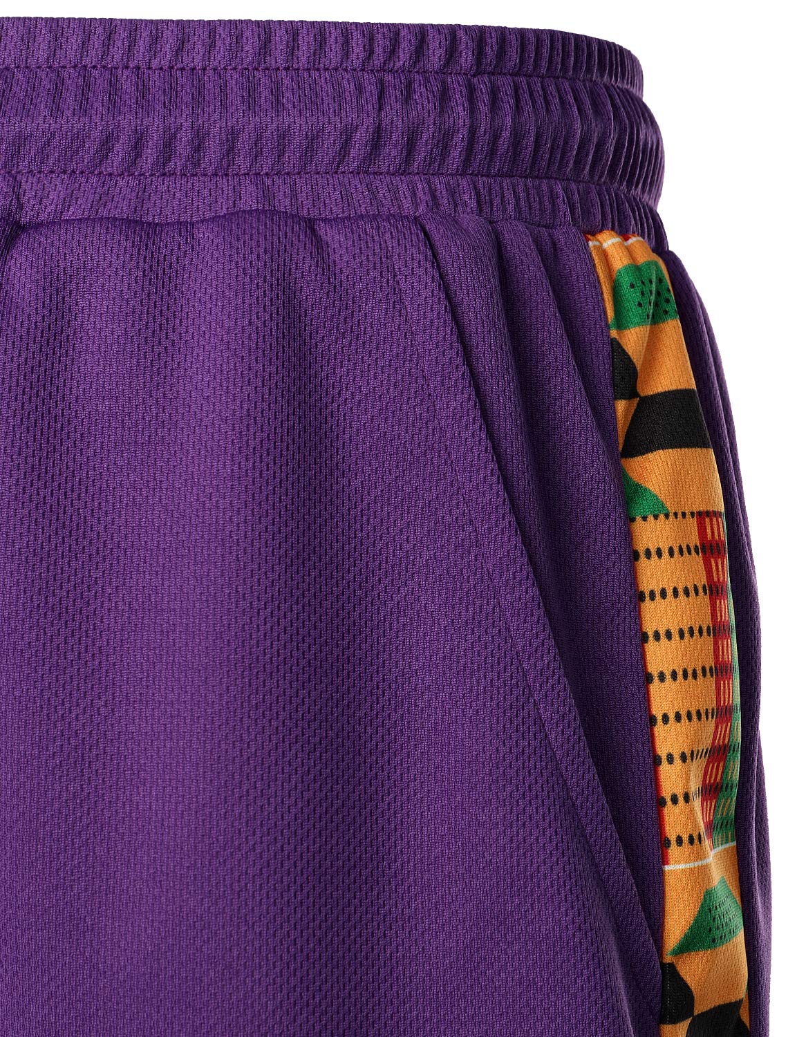 LucMatton Men's African Pattern Printed T-Shirt and Shorts Set Sports Mesh Tracksuit Dashiki Outfits Purple Large
