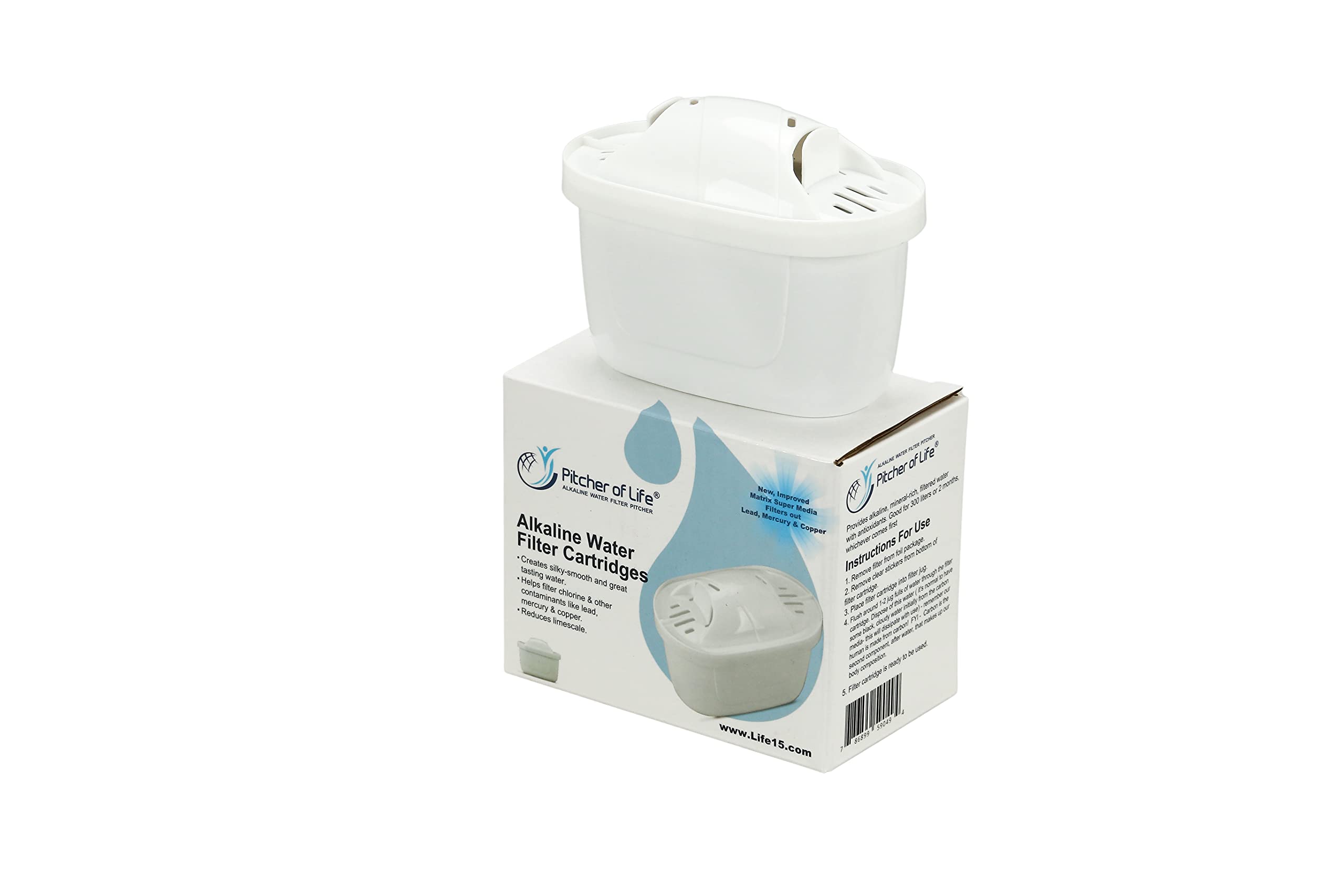 Life Ionizer - Pitcher of Life Improved 2022 - Alkaline Pitcher Replacement Water Filters - Super Alkaline Water Filter Cartridge - Premium Water Alkalizer & Purifier - Single Pack