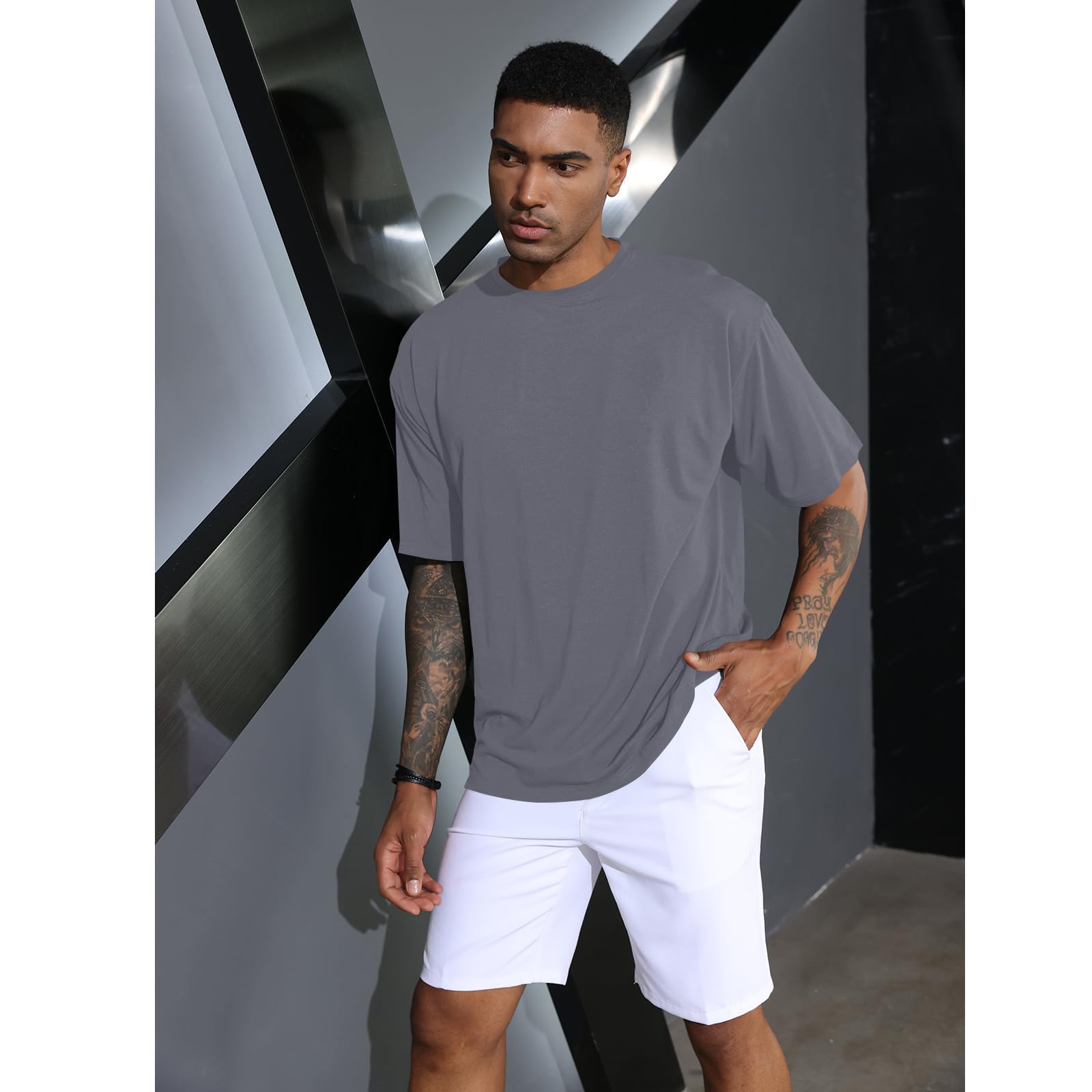 Men's Loose Fit Athletic T-Shirts Workout Quick Dry Short Shirts Outdoor Lightweight Solid Tops White