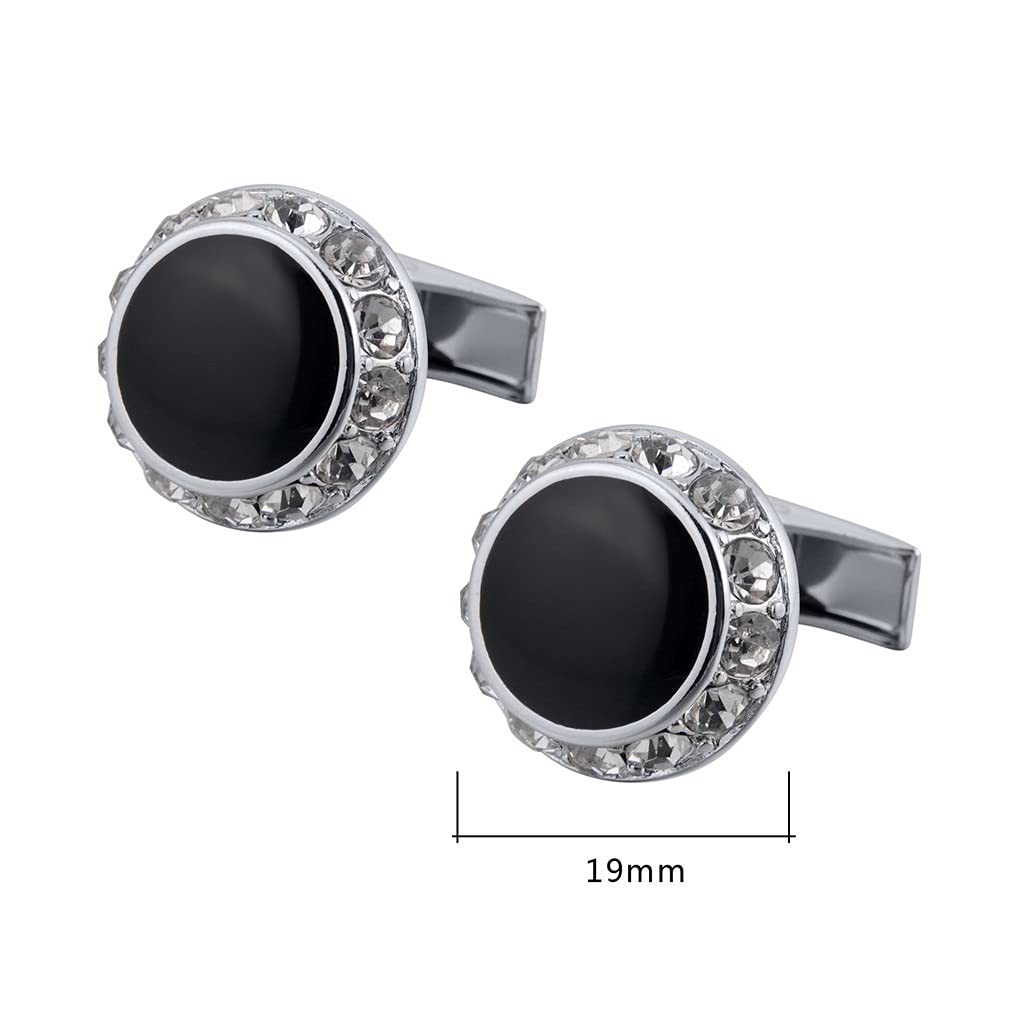Men's French Shirt Cufflinks Round Cufflinks More Durable Crystal Cuff Link Gold Silver (Color : Silver, Size : As Shown) (Gold As Shown)