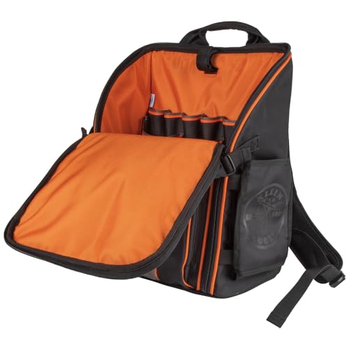 Klein Tools 55482 Tool Bag Backpack, Heavy Duty Tradesman Pro Tool Organizer with 21 Pockets and Large Interior, Water Resistant