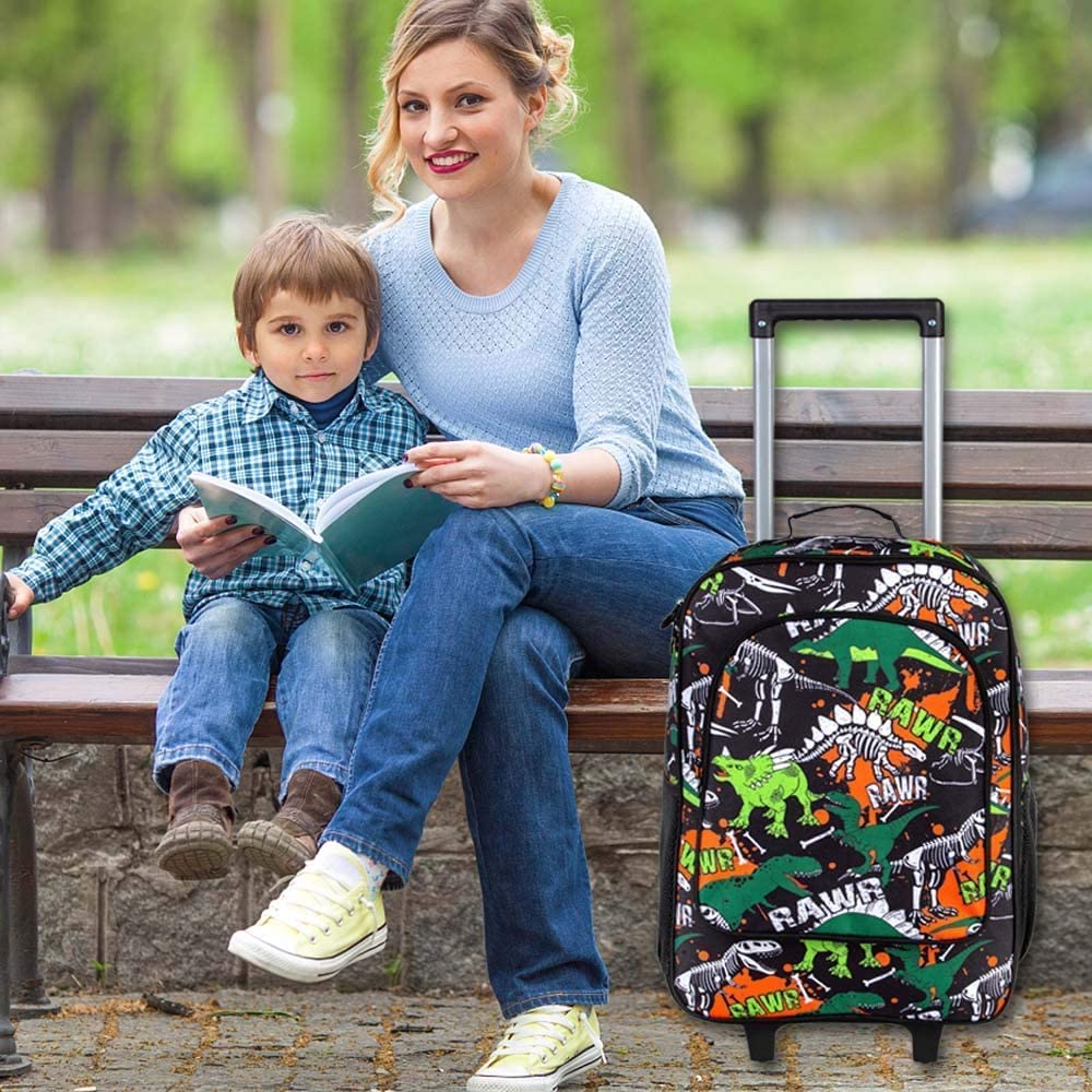 Kids Luggage for Boys, Dinosaur Rolling Travel Carry on Suitcase for Toddler Children with Wheels