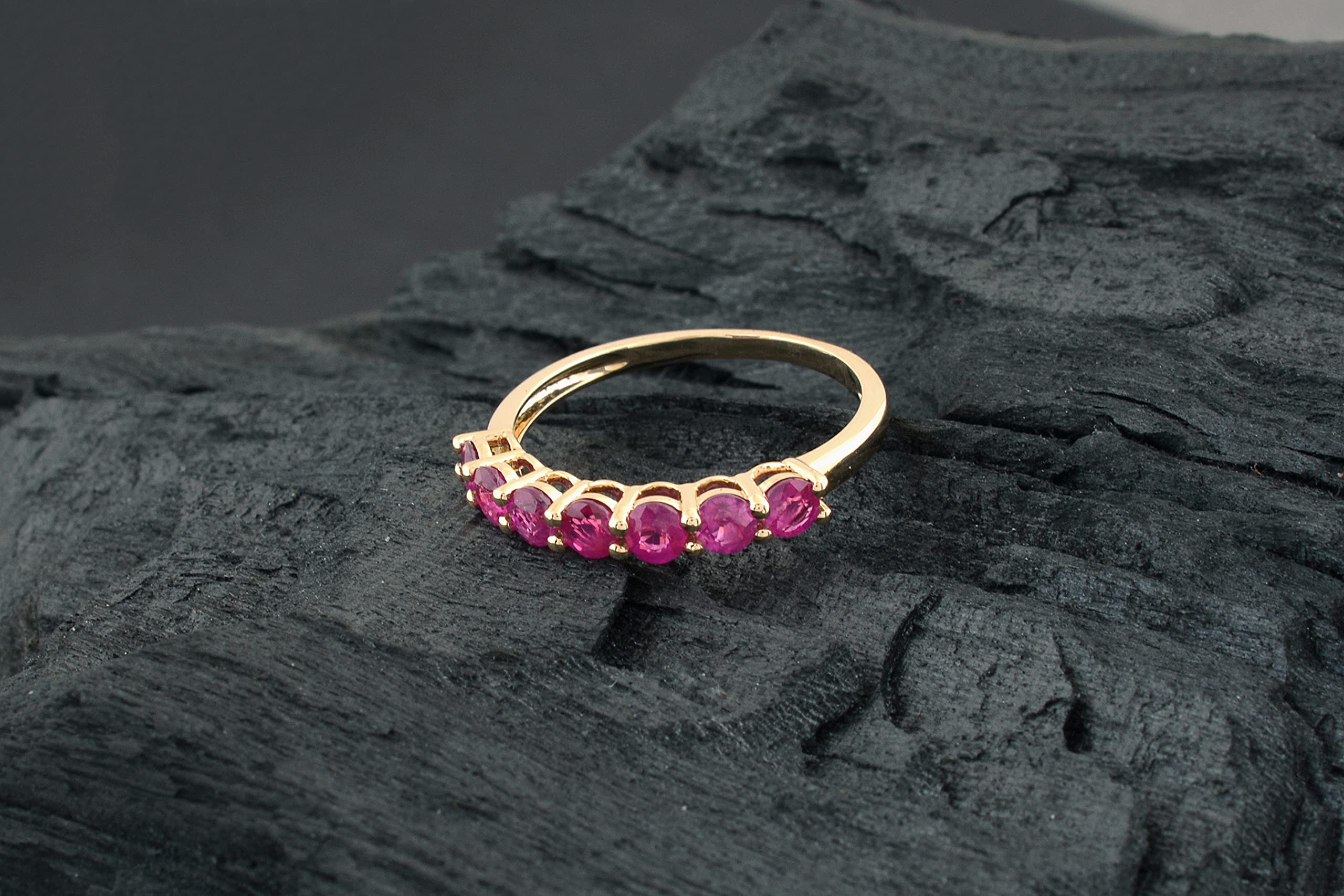 Mirahi Real 14k Gold Rings for Women, 0.7 Natural Ruby July Birthstone Gold Stackable Ring for Women