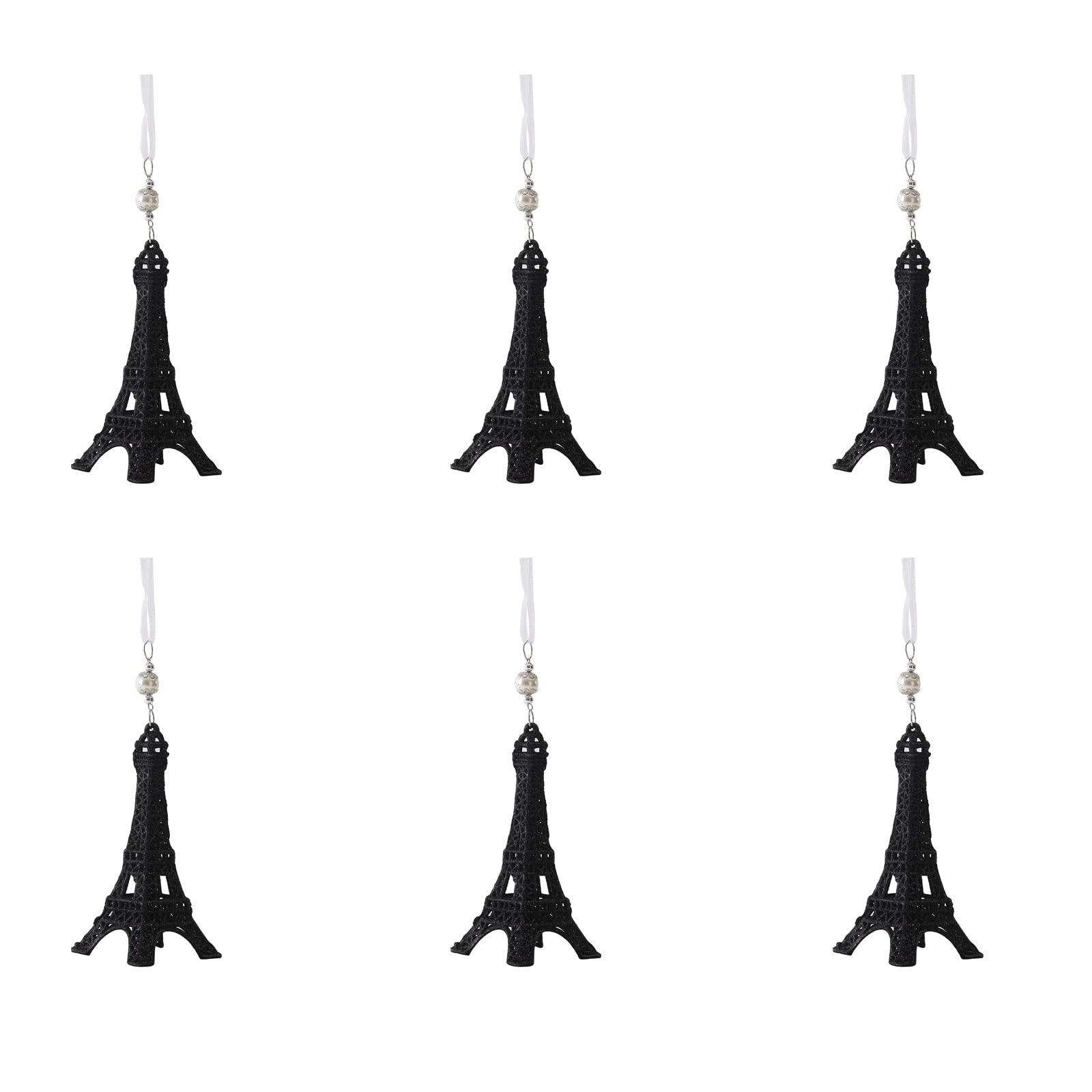 Kimura's Cabin Christmas Ornaments 6pcs Eiffel Tower Christmas Tree Decorations,for Home Party Wedding Decor (Silver Tower)