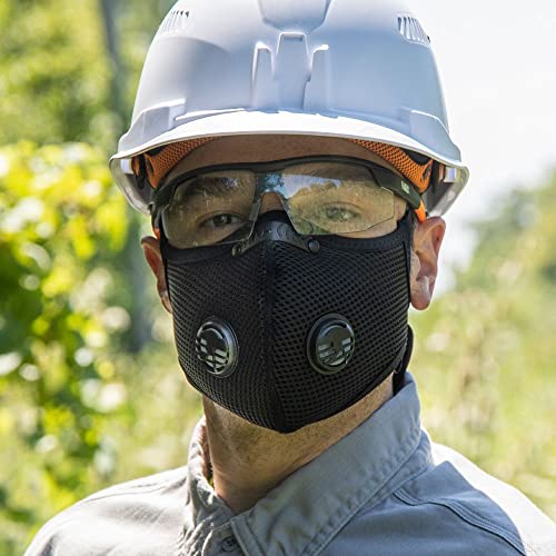 Klein Tools 60442 Face Mask, Reusable with Replaceable Filter, Washable Fabric Anti Pollution Shield Mask, Adjustable Nose Clip