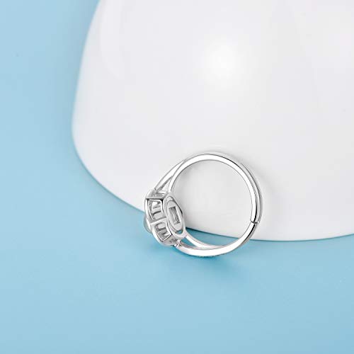 LONAGO 925 Sterling Silver I Love You 100 Language Heart Ring Engagement Ring for Women Couple Mother, Size 6