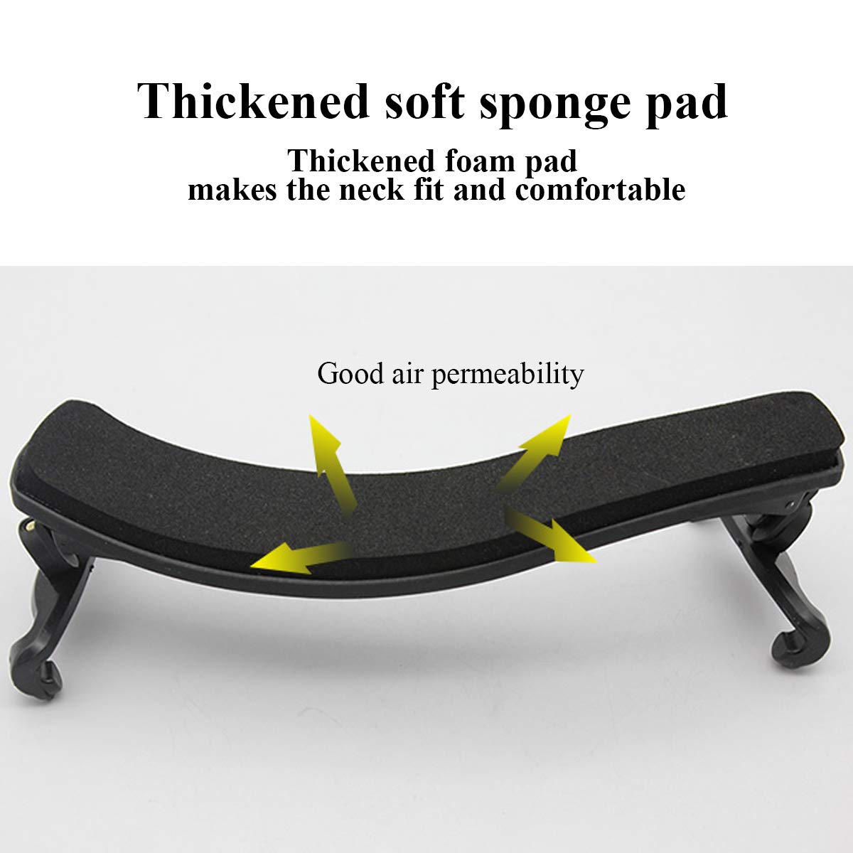 Leadrise Violin Shoulder Rest for 4/4-3/4 size, with Collapsible and Height Adjustable Feet Comfortable Foam Pad Including A Practice Mute and Violin Rosin - Black